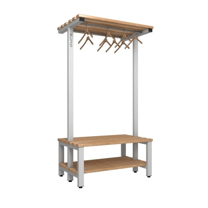 Double Sided Over Head Hanging Changing Room Bench Seat with Beach Wood ...