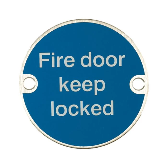 Fire Door Keep Locked Sign - Stainless Steel