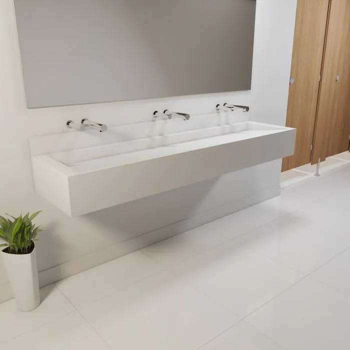 Corian Trough Sink Bespoke Wash Trough In Corian Limestone Prima