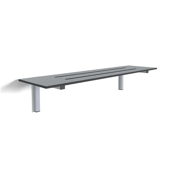 Wall Mounted Locker Room Bench Island Bench With Shelf Over, Peg Rail