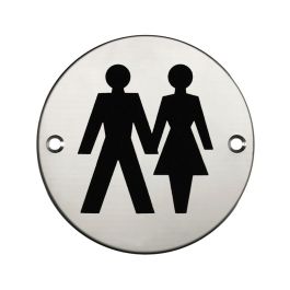 Unisex Toilet Sign - Polished Stainless Steel