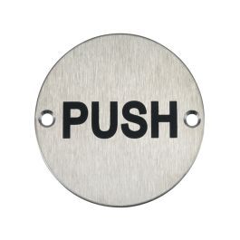 Push Door Sign - Satin Stainless Steel